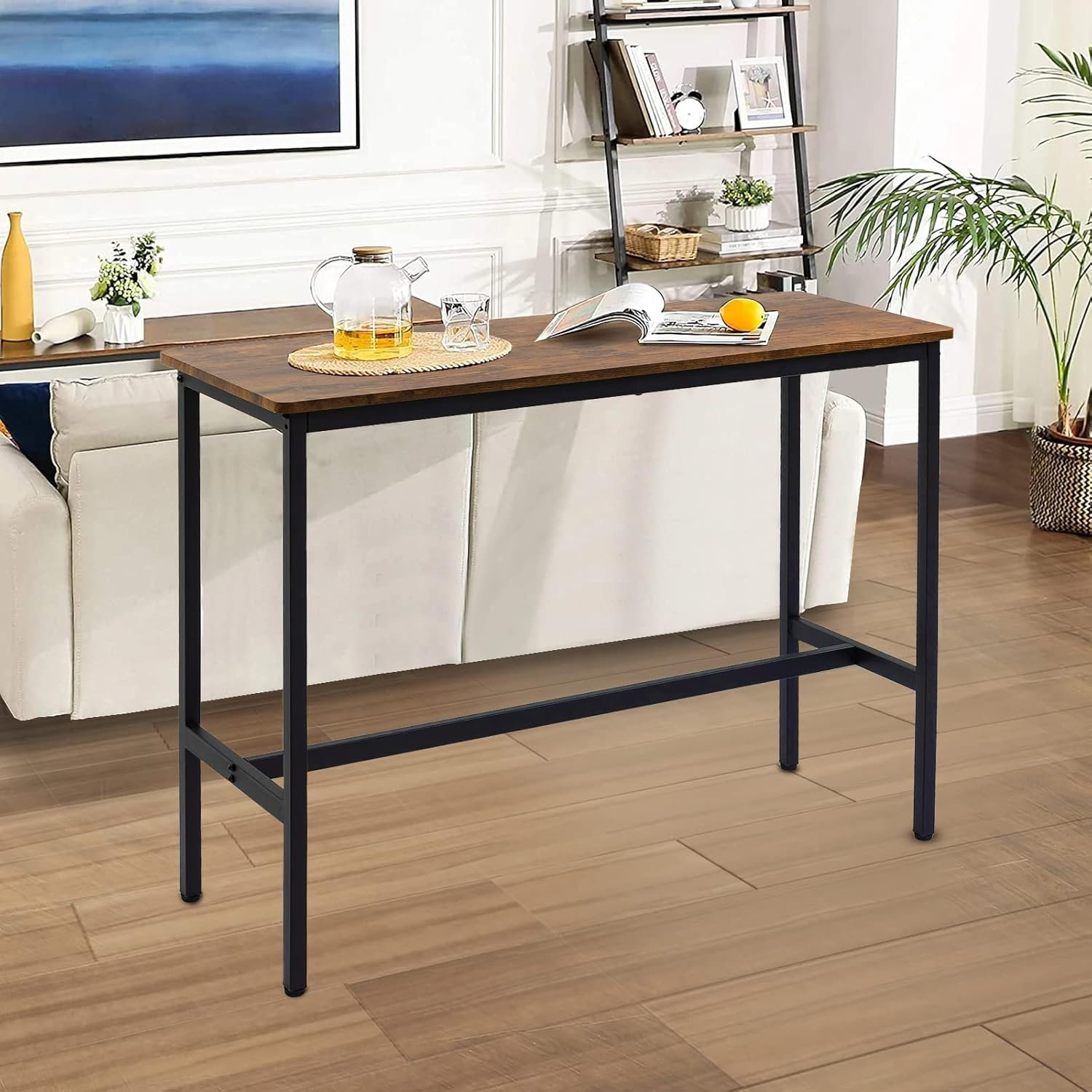 ATC CABINETS 44.5" Bar Table,Pub Table with Adjustable Feet Floor Protector, Narrow Rectangular ...